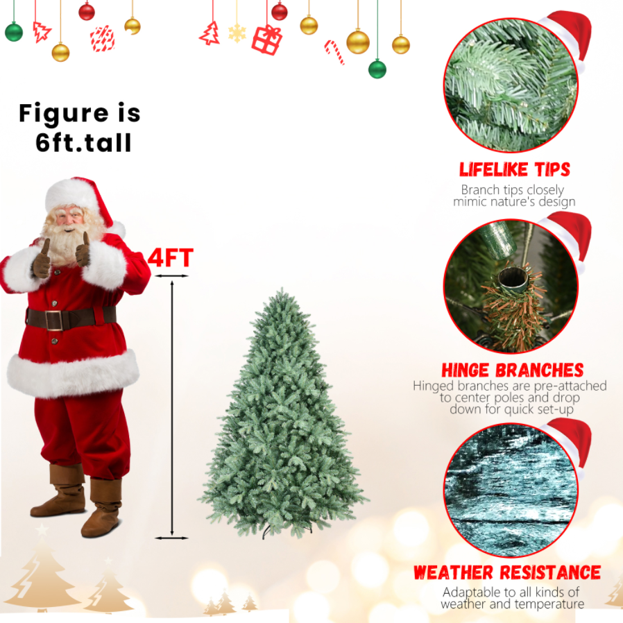4-foot Blue-green Christmas Tree With 592 PE PVC Branches - Uniquely ...