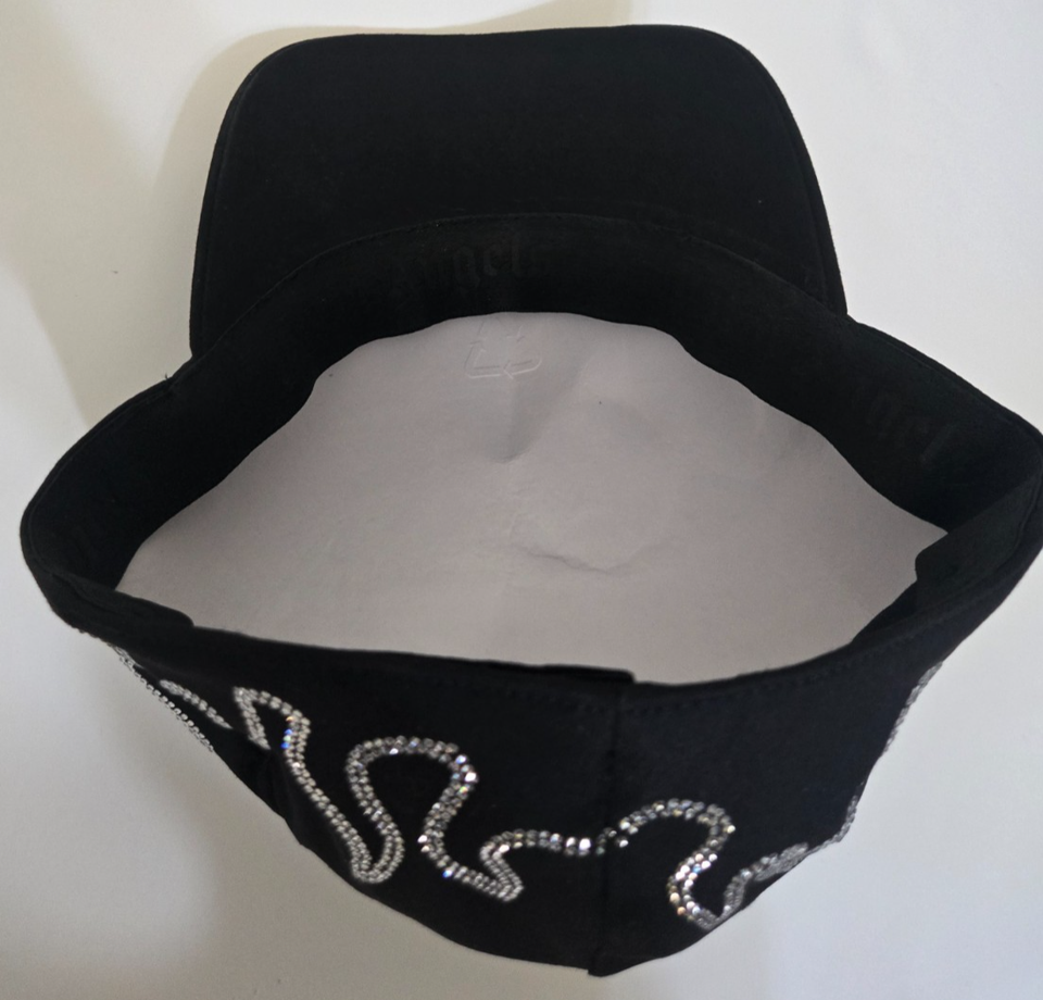 Palm Angels Jeweled Flames Fitted Baseball Cap Blk/White/rhinestones ...