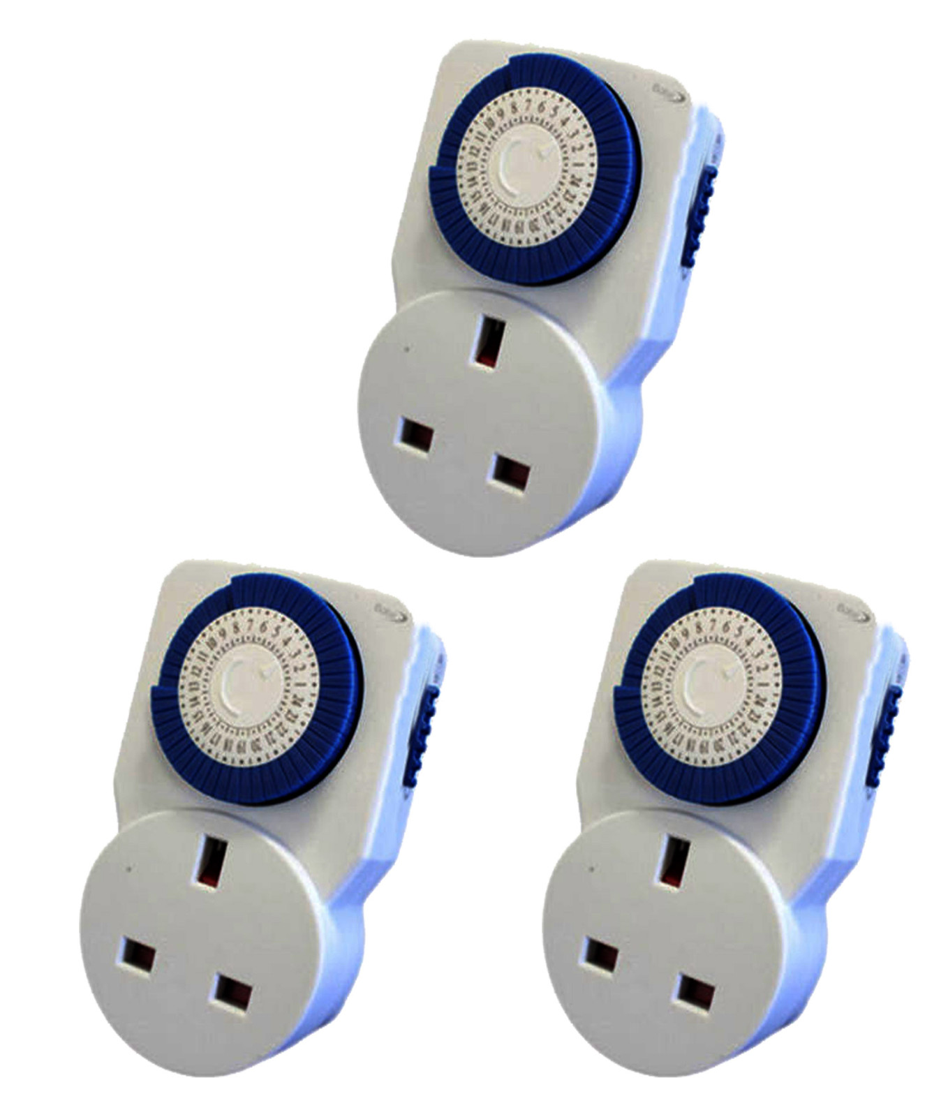 3x 24 Hour 24HR Mains Plug In Timer Switch Time Clock Socket UK 3 Pin 