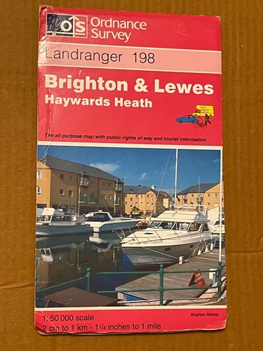 OS, Ordnance Survey Landranger map, 198, Brighton & Lewes | eBay
