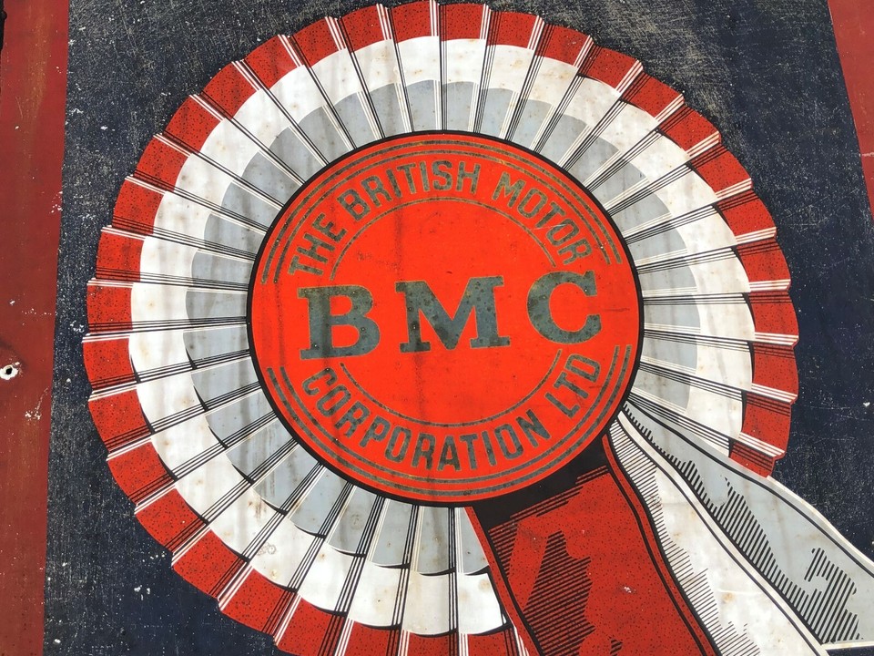 ORIG CLASSIC CAR BMC BRITISH MOTOR CORP GARAGE DEALERSHIP SIGN MINI ...