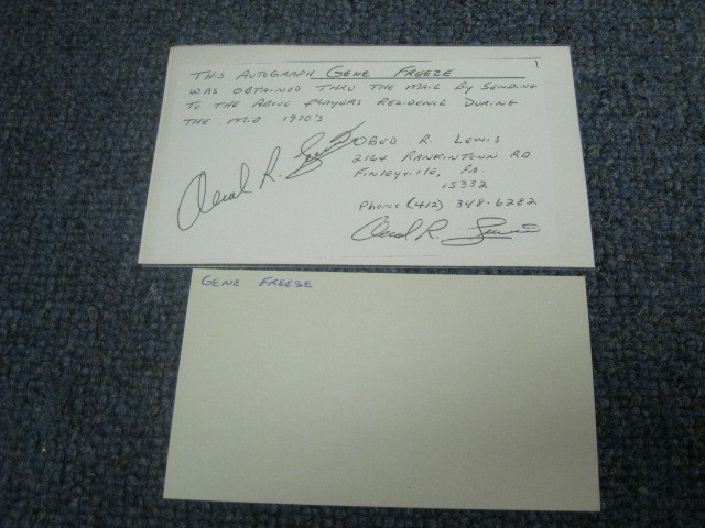 Gene Freeze AUTOGRAPH Index Card JSA Auction Certified | eBay