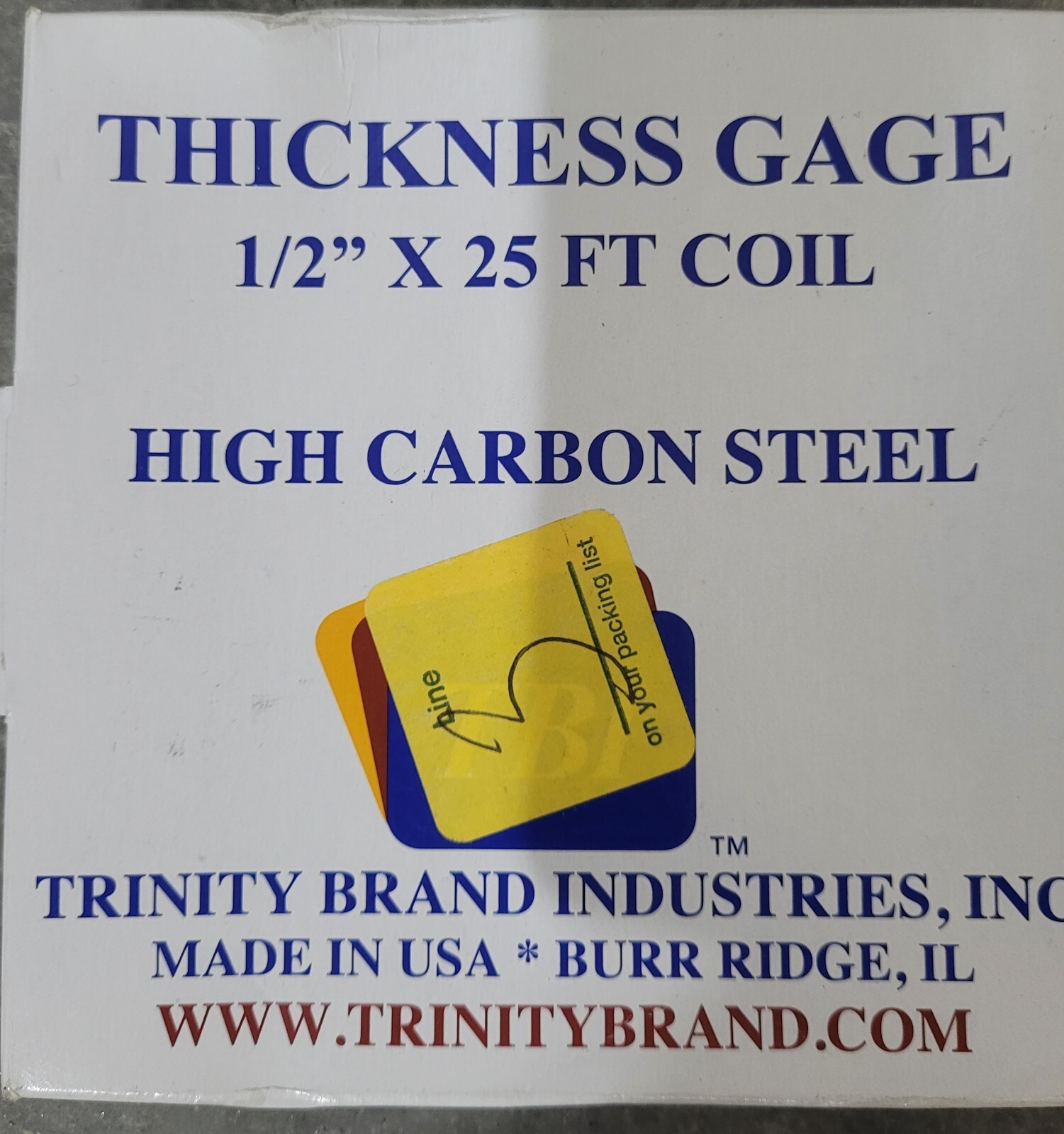 Trinity Brand Industries Thickness Gage 1/2" X 25' Coil .002 Thickness ...