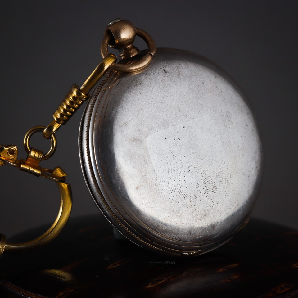 🇨🇭1880 Ornate Skeleton Lever Esc Key Wind Silver & 18k Gold Pltd Pocket ...