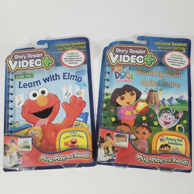 Lot of 2 Story Reader Videos + DORA & ELMO Interactive Book & Cartridge ...