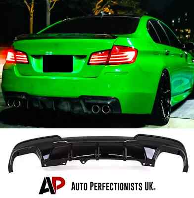 BMW 5 Series F10 F11 Gloss Black Rear Quad Diffuser Lip Valance Bumper ...