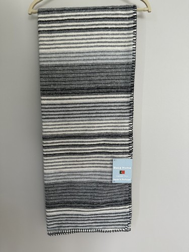 Two (2) Roca Home Gray Cream Striped Throw Blanket Made In Portugal ...