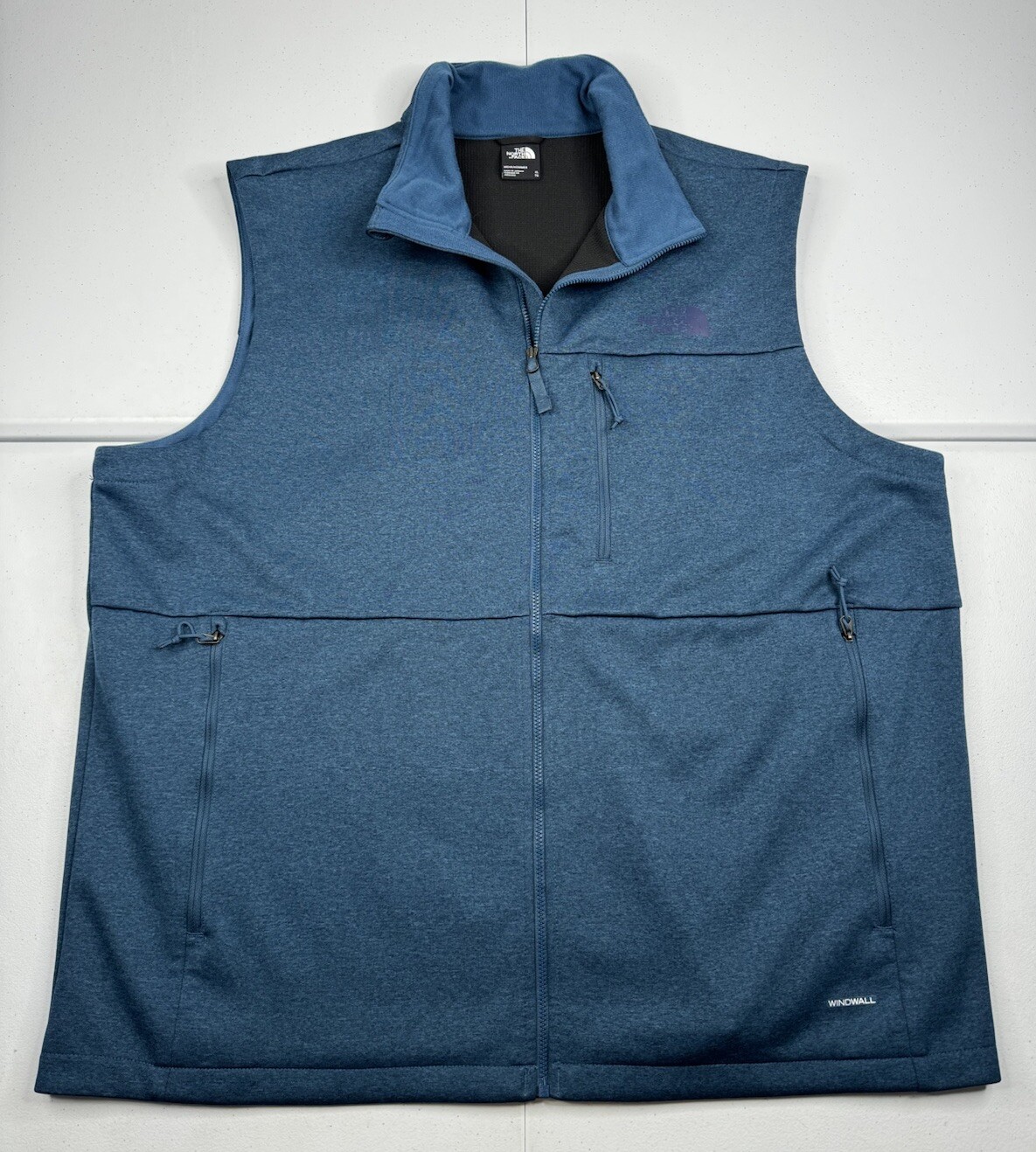 The North Face Blue Full Zip Windwall Vest Soft Shell Outdoors Golf ...
