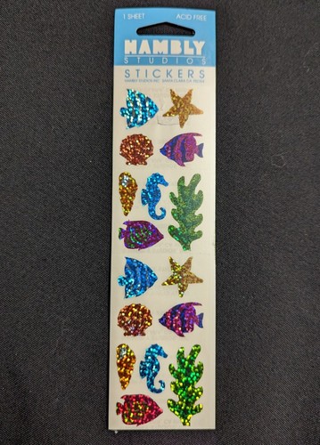 VINTAGE Hambly Studios Fish Sea Horse Shell Kelp Ocean Prismatic ...