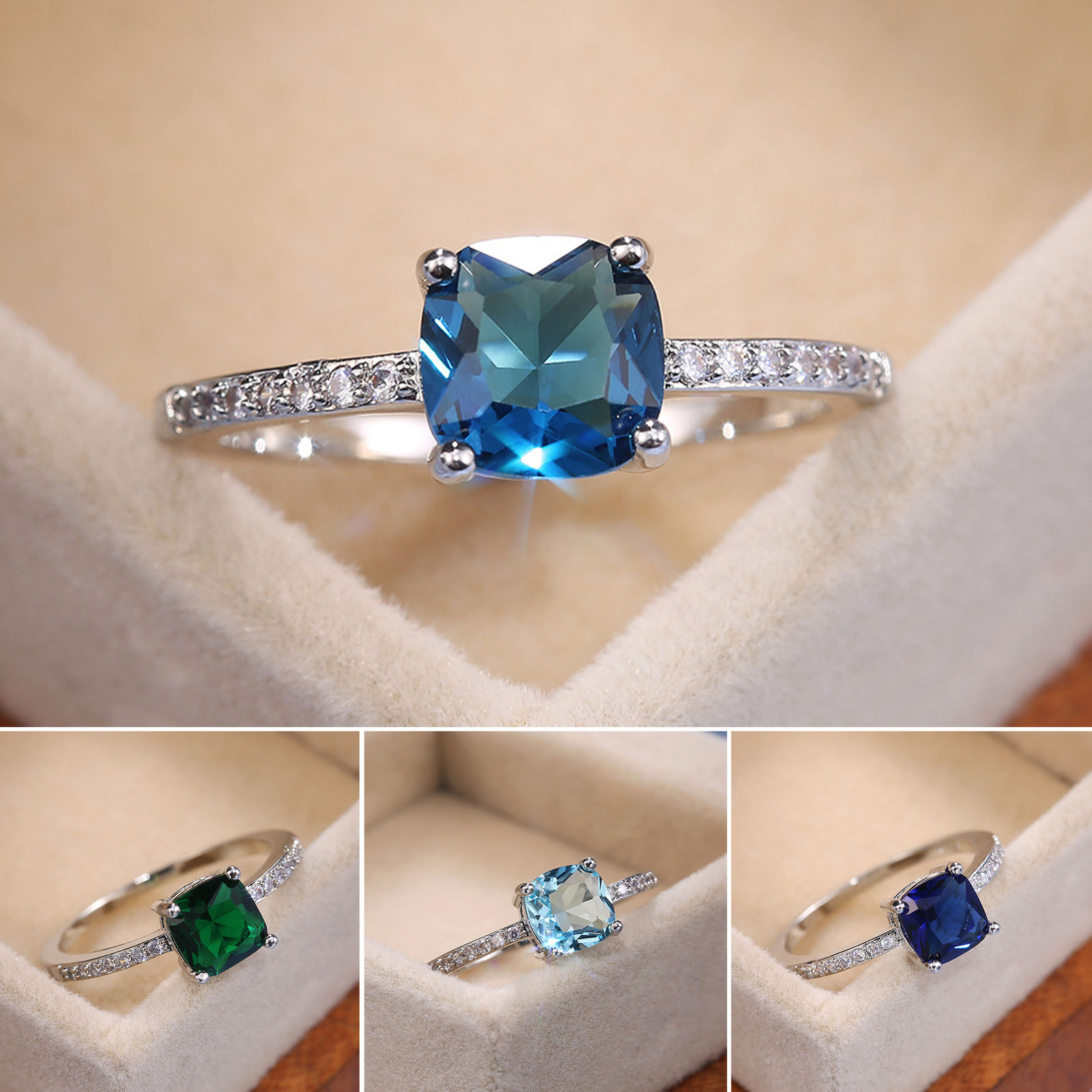 Engagement Ring Inlaid Gift Luxury Cubic Zirconia Lady Ring Sturdy ...