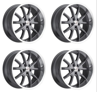 Set 4 18" Vision 143 Torque Gunmetal Machined Lip 18x8.5 Wheels 5x4.5 ...