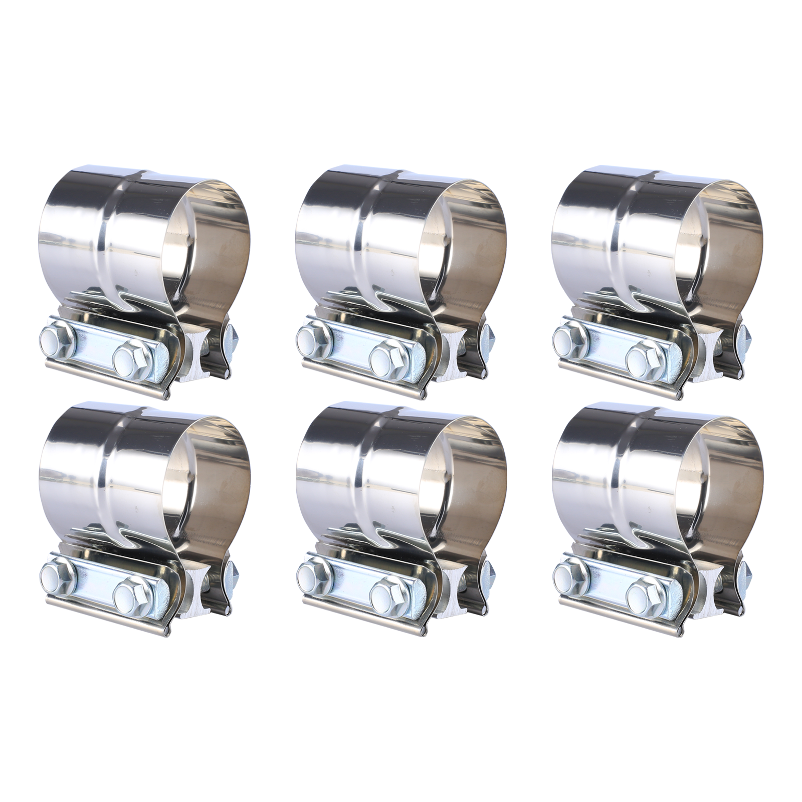 6Pcs 2.5" Stainless Exhaust Band Clamp Step Clamps for Catback Muffler ...