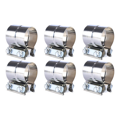 6Pcs 2.5" Stainless Exhaust Band Clamp Step Clamps for Catback Muffler ...