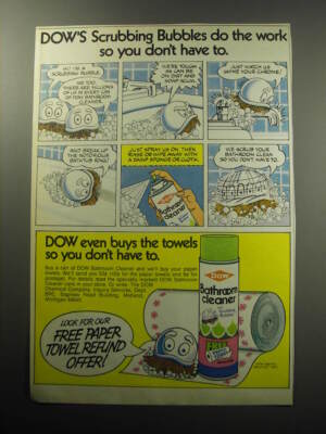 1973 Dow Bathroom Cleaner Ad - Dow's scrubbing bubbles do the work | eBay
