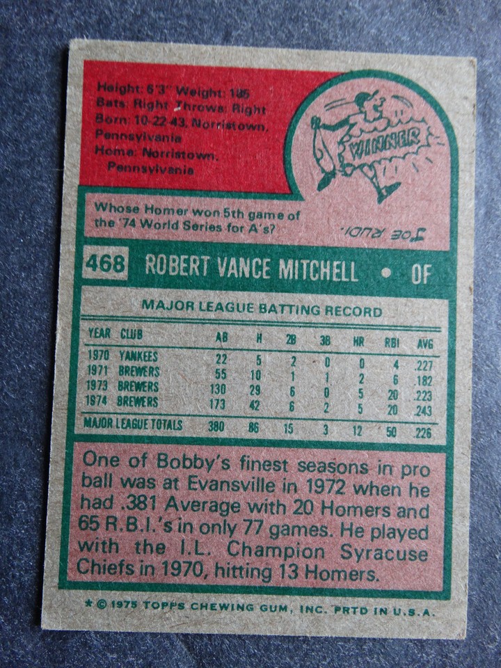 VG 1975 Topps Mini Baseball Cards Complete Your Set U You Pick From ...