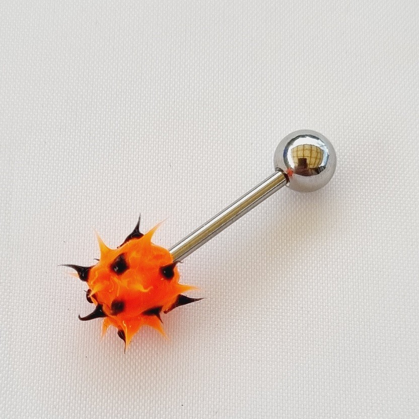 Spikey Tickler Tongue Bar Orange And Black Silicon Koosh Tickler Tongue ...