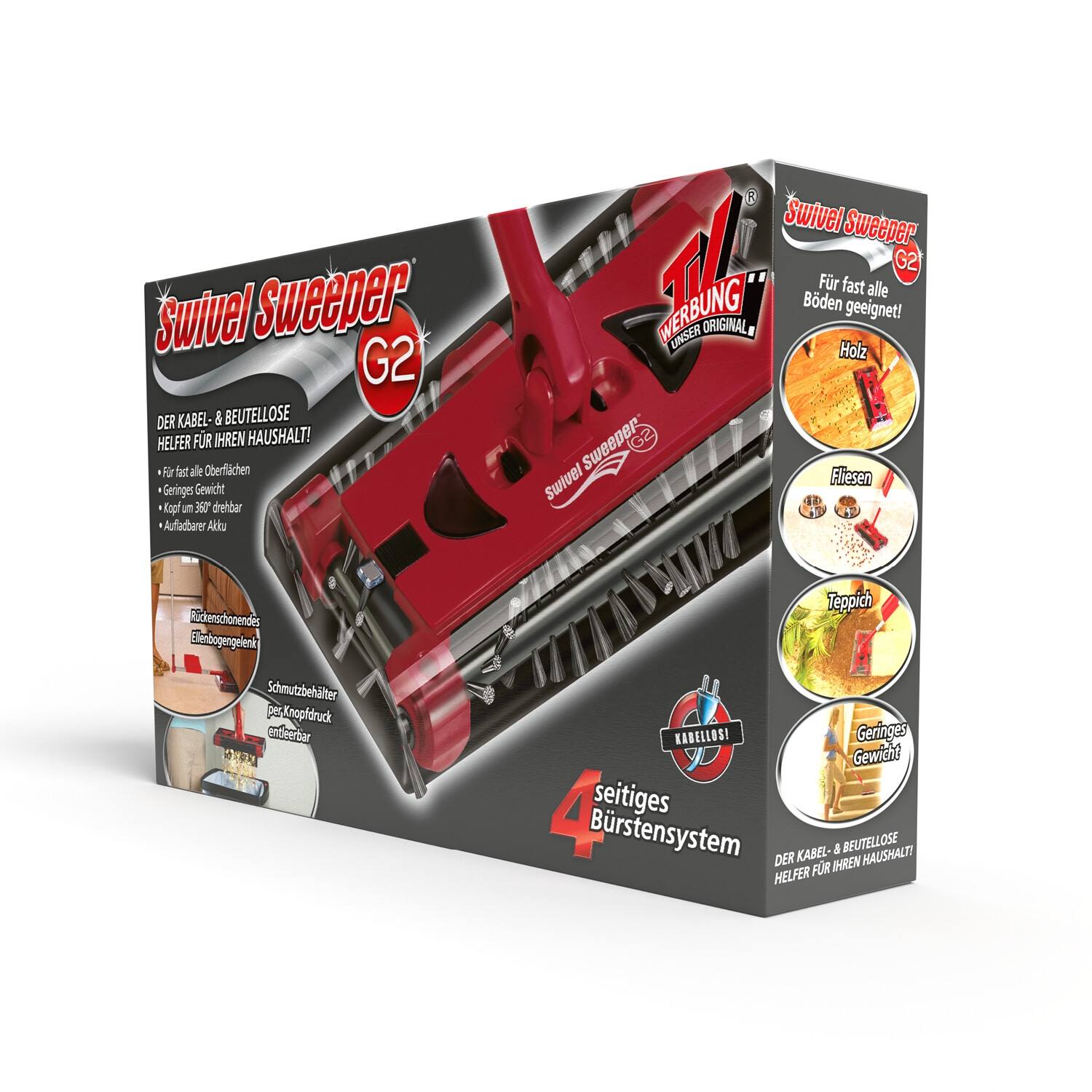 Akku-Besen Swivel Sweeper G2 - kabellos und wiederaufladbar rot | eBay