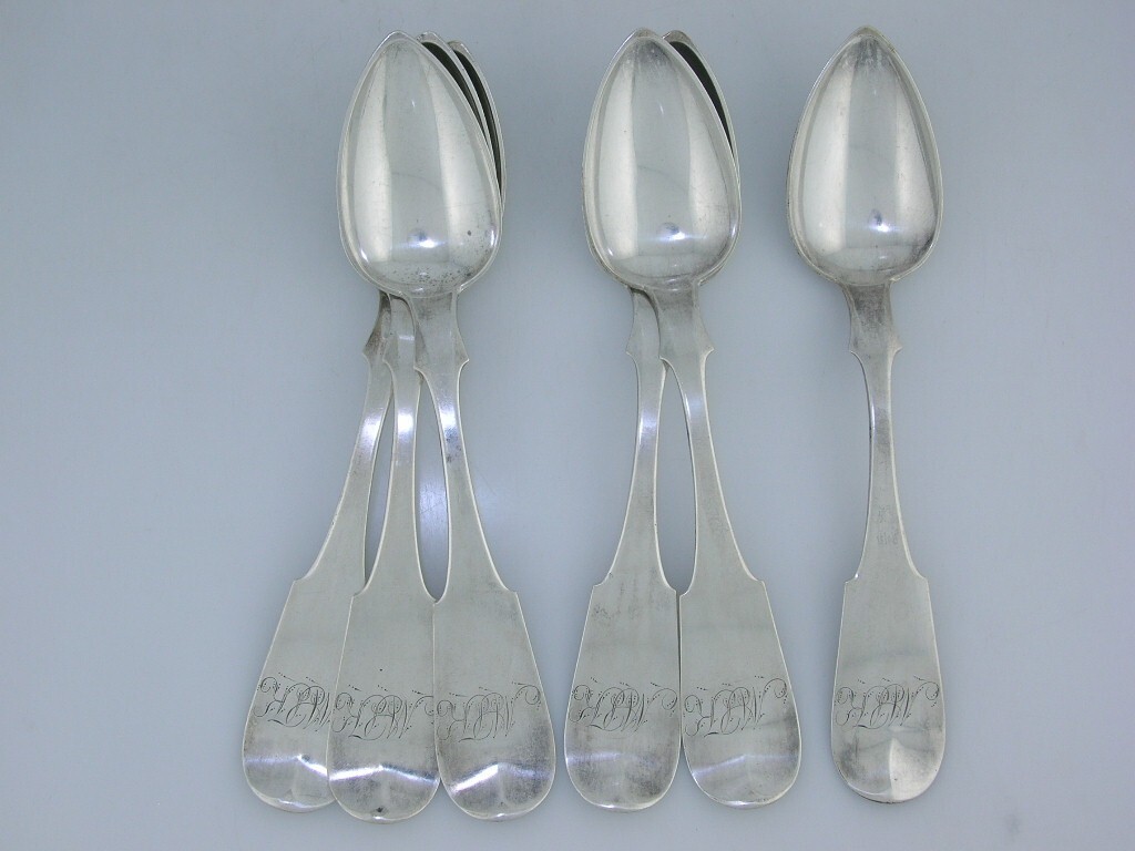6 Early Coin Silver Teaspoons MANNERBACK of Reading PA c1800's | eBay