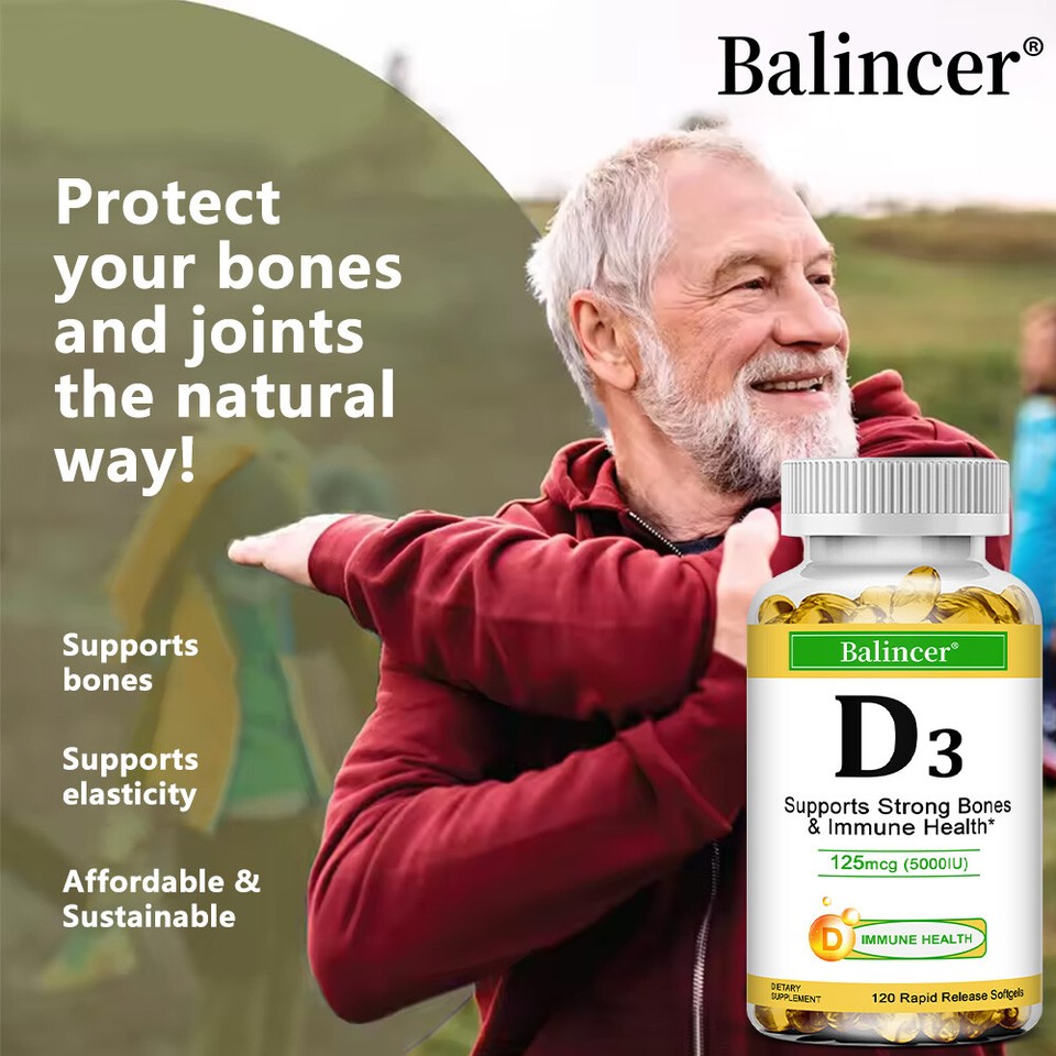 Vitamin D3 Softgels Capsules - Extra Strength D3 Supplements with 5000 ...