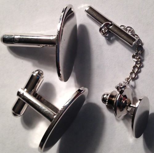 Pair of Silver Cuff Links with Silver Tie Clasp | eBay