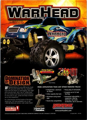 Duratrax Warhead RC 1/8 Nitro Monster Truck Print Ad Wall Art Decor | eBay