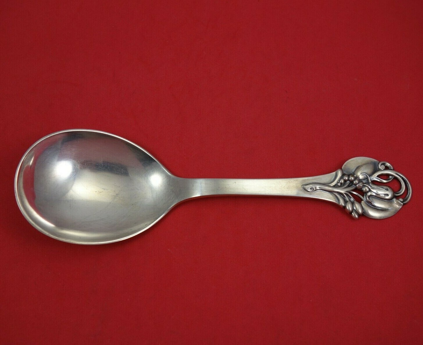 K. Jacobsen Danish Sterling Silver Berry Spoon Pierced Floral and Leaf ...