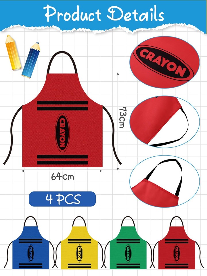 4 Set Crayon Costume Color Crayon Apron and Funny Gnome Cone Hats ...