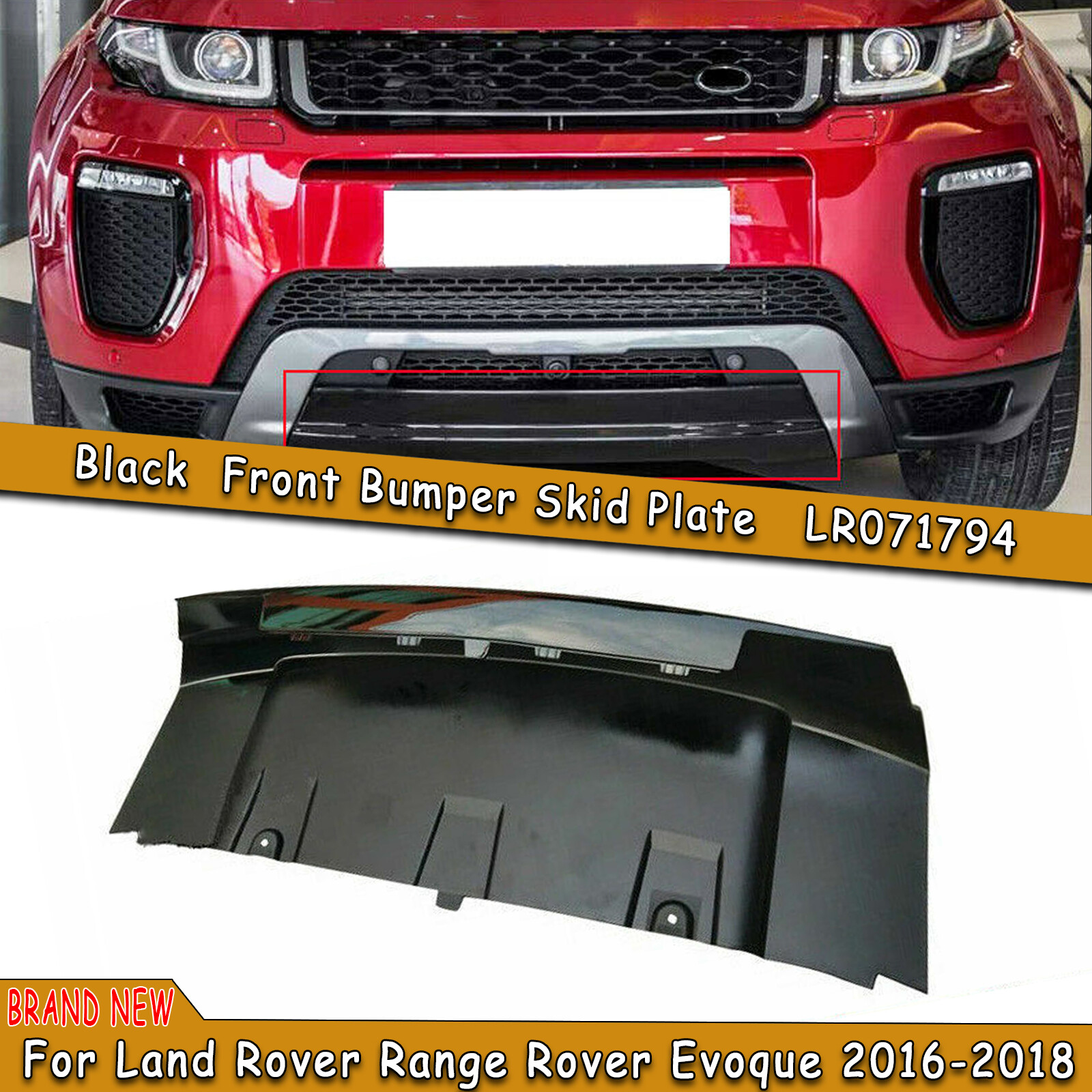 Front Bumper Skid Plate Trim For 2016 17 2018 Range Rover Evoque ...