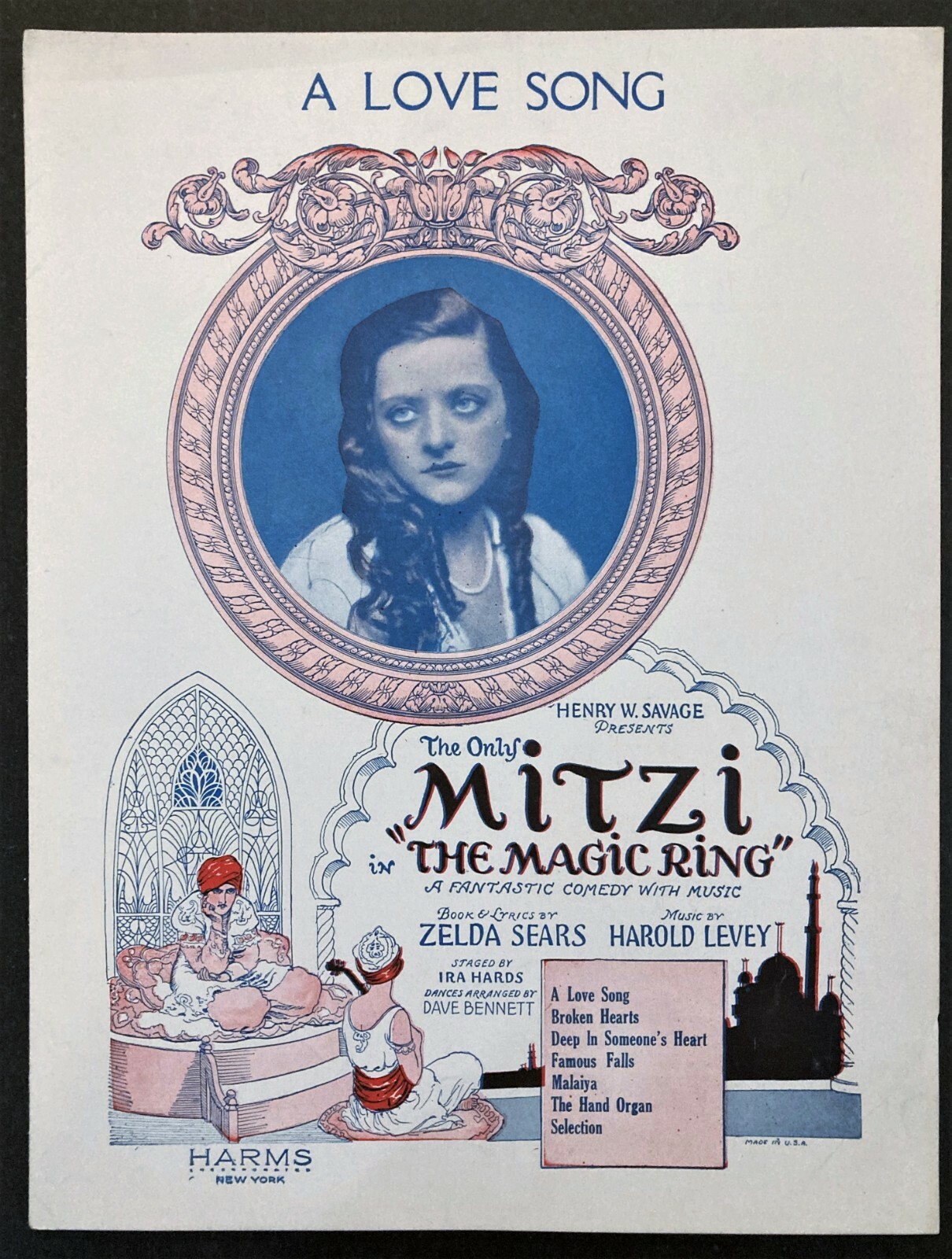 1923 "THE MAGIC RING" THEATRE SHEET MUSIC "A LOVE SONG" MITZI | eBay