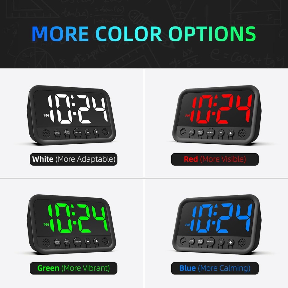 Small LED Digital Clock for Bedroom Loud Alarm Clock for Heavy Sleepers ...