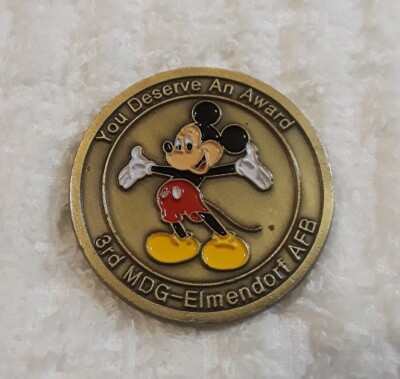 AUTHENTIC 3rd MDG ELMENDORF AFB ALASKA MICKEY MOUSE RARE CHALLENGE COIN ...
