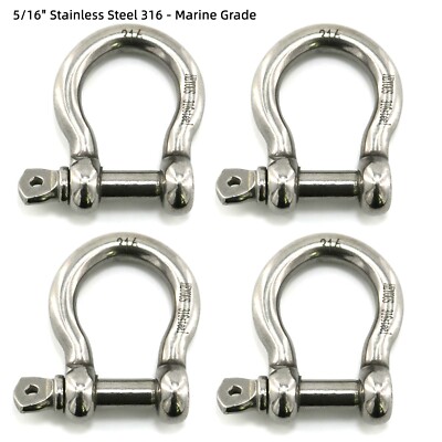 4X 5/16 Clevis Pin D Ring Shackle Bow Anchor Stainless steel Heavy Duty ...
