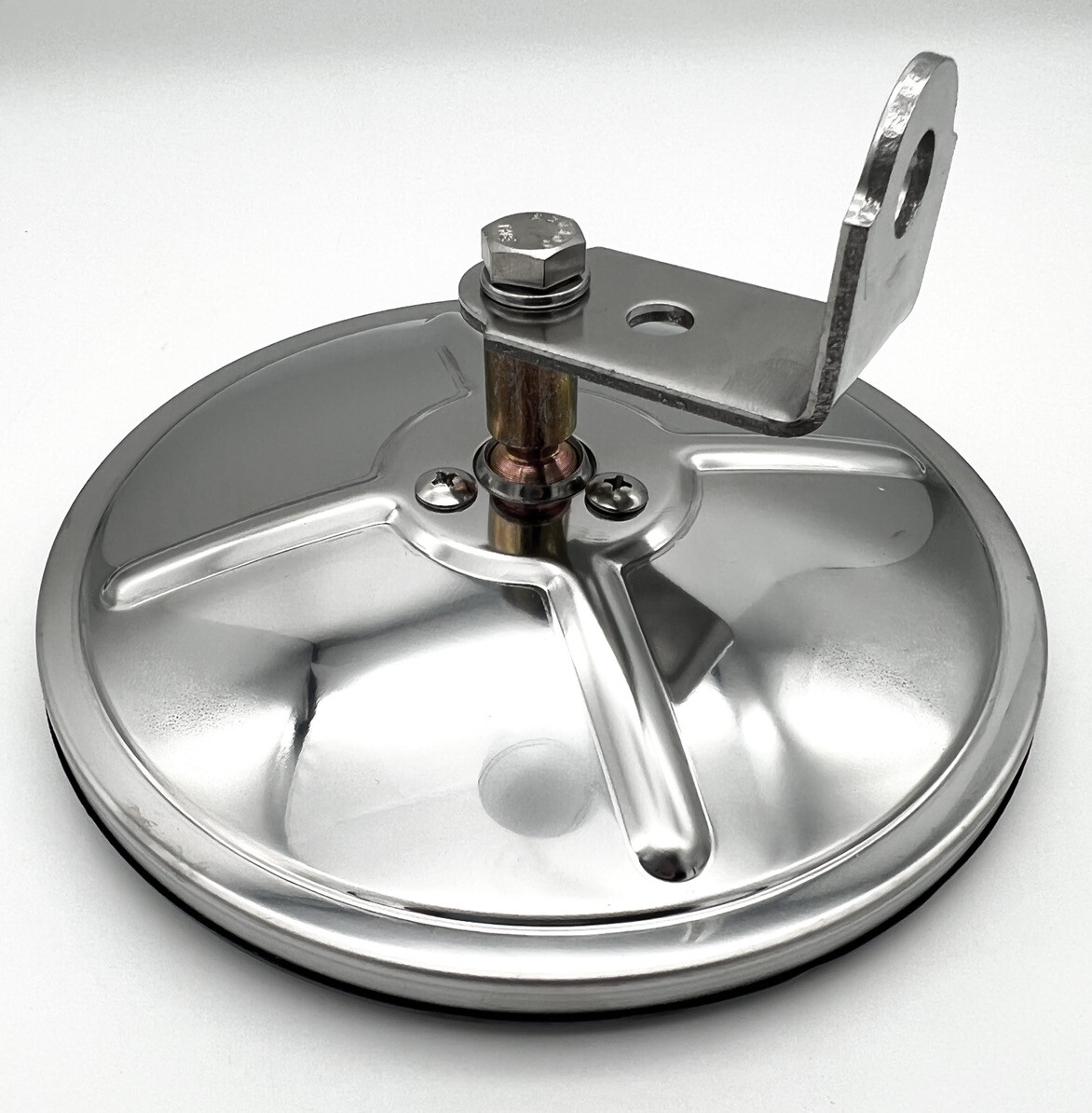 Universal Ribbed Stainless 6" Inch Convex Round Mirror w/ Center ...