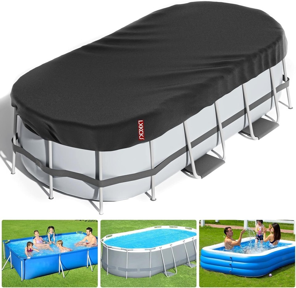 Oval Pool Cover Protector Pool Cover with Above Ground Pool, w Tools ...