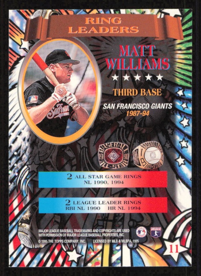 1995 Topps Stadium Club MATT WILLIAMS Ring Leaders MEMBERS ONLY card ...