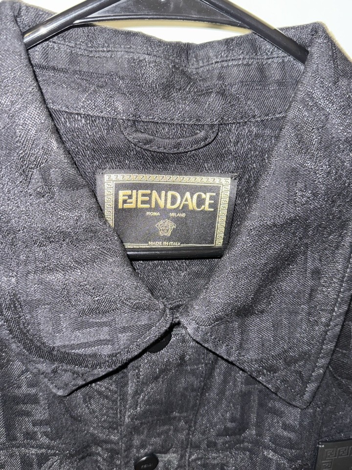 Black Denim Fendace Jacket. 2022 Fendi X Versace Very Rare | eBay