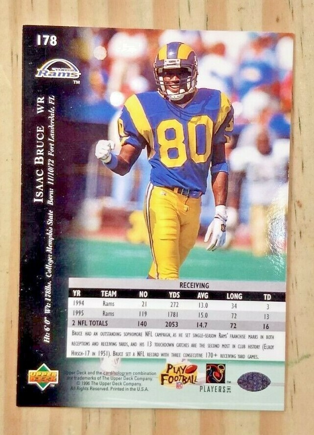 1996 UPPER DECK ISAAC BRUCE CARD#178 NM-MT ST. LOUIS LOS ANGELES RAMS ...