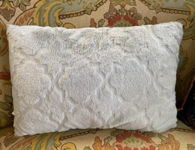 Dennis Basso Light Grey Faux Fur 14" x 20" Quatrefoil Sculpted Lumbar ...