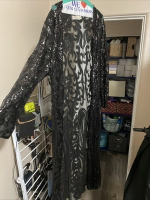 Southern Fried Chics Black Sequin Duster 3XL | eBay