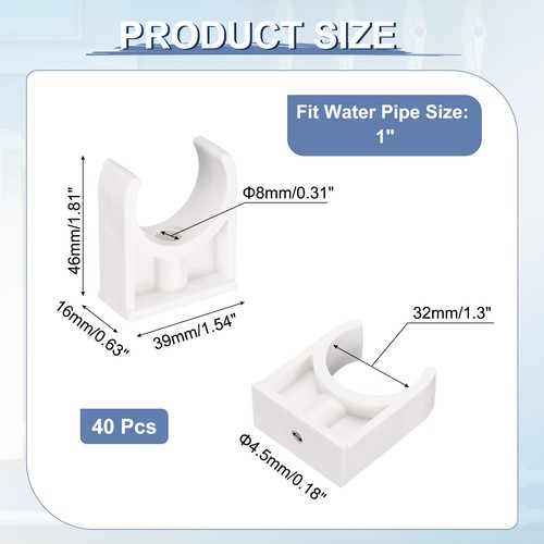 40 Pcs PVC Water Pipe Clamps Clips, U-Shaped Buckles for 1" Size Pipe ...