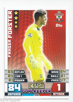 2014 / 2015 EPL Match Attax Base Card (236) Fraser FORSTER Southampton ...