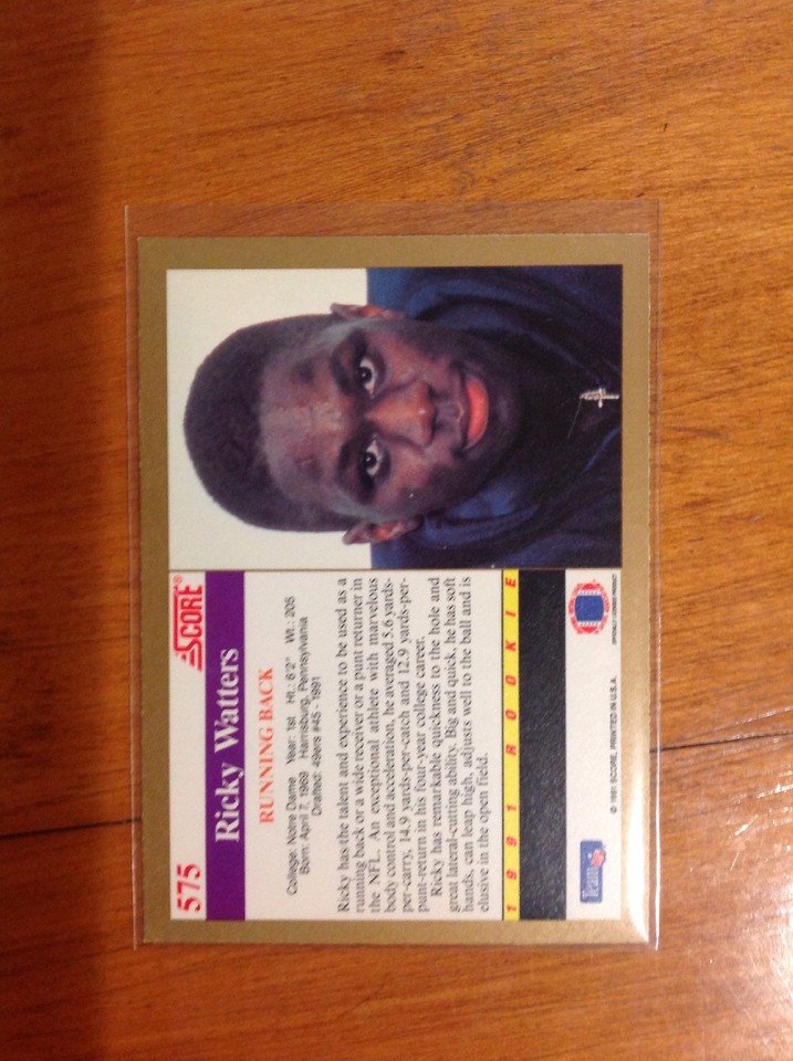 Ricky Watters 1991 Score rookie card | eBay
