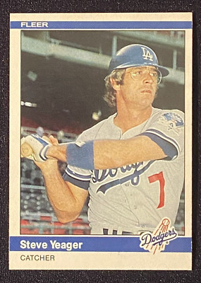 Steve Yeager 1984 MLB Los Angeles Dodgers Catcher Baseball Card Fleer ...