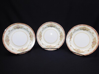 3 Noritake N662 Floral Medallions Mustard Trim Red Edge 7.5" Salad ...