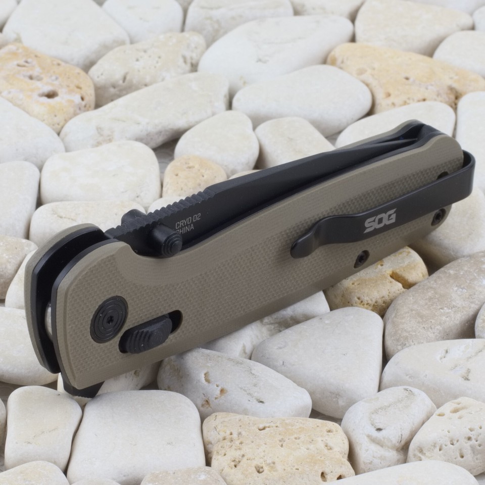 SOG Terminus XR Lock Folding Knife Tan G10 Handle Pocket Clip | eBay
