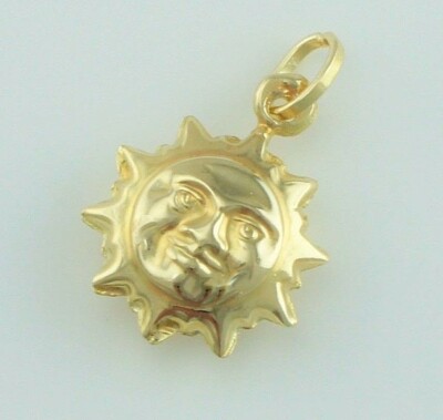 New 9ct Yellow Gold Sun Face Charm / Pendant | eBay UK