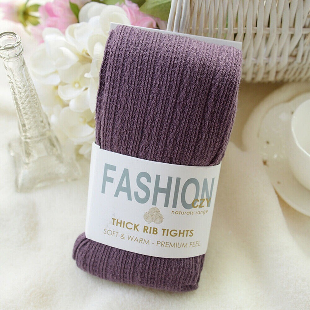 Woolen Tights Yarn Knitted Winter Stretch Stockings Footed Tights Women ...