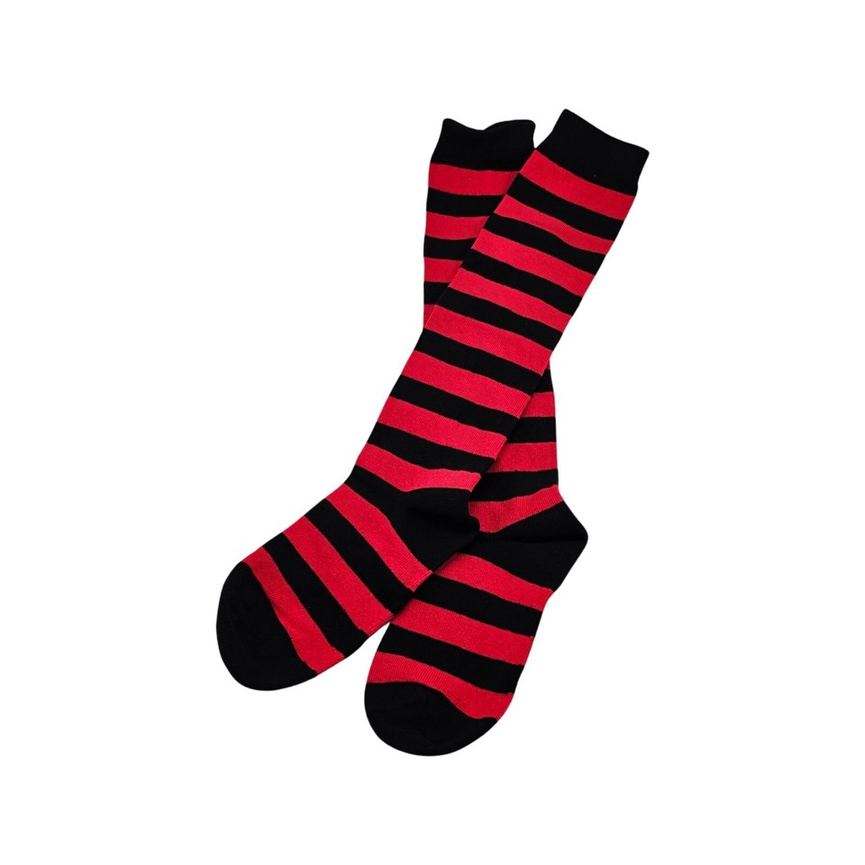 Girls Striped Knee Socks Dancing Fancy Dress Party Rainbow Red Black ...