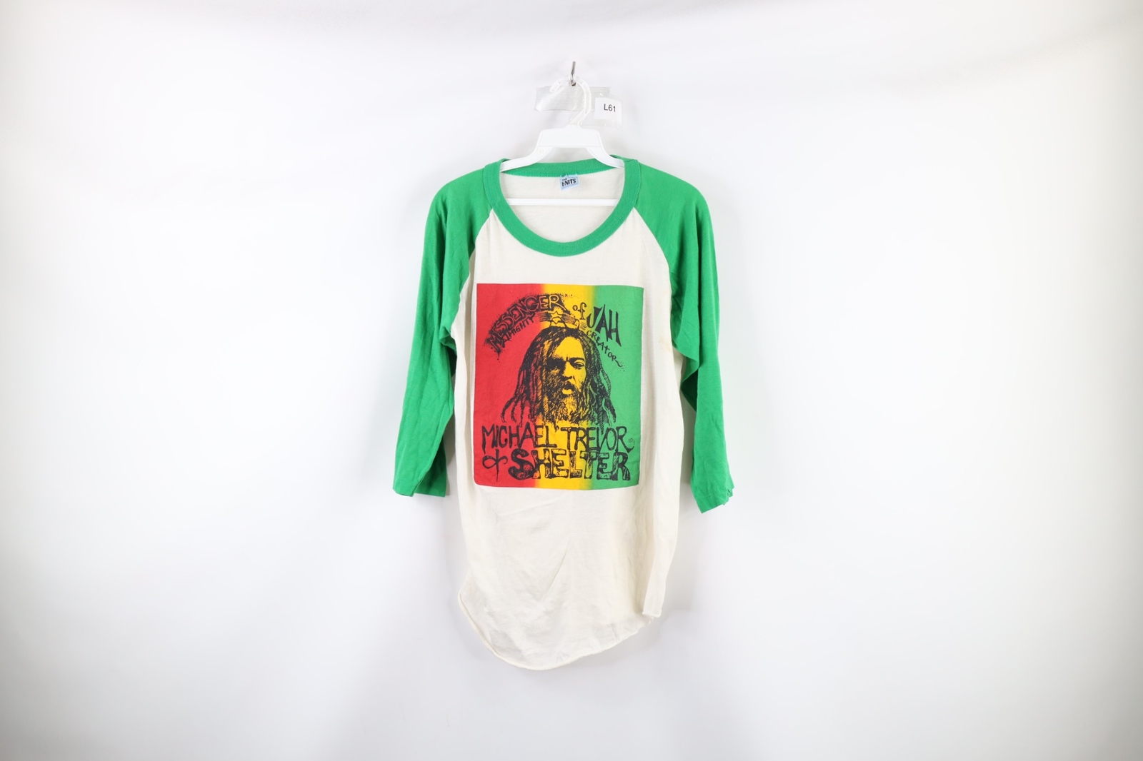 Vtg 70s Mens Large Messenger of Jah Rasta 3/4 Sleeve… - Gem