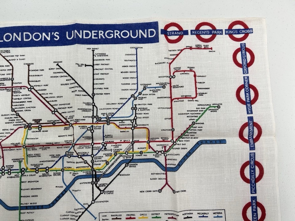 Vintage London Underground Map Irish Linen Tea Towel 20x30 Brand New | eBay